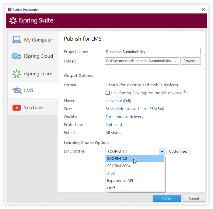 Create scorm package - nessinfo